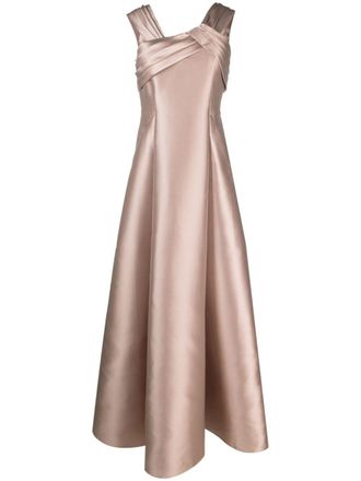 Alberta Ferretti robe longue en satin &agrave; &eacute;paules d&eacute;nud&eacute;es - Rose