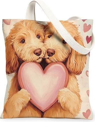 Generic Golden Doodle Sac fourre-tout en toile pour faire du shopping 33 x 38,1 cm, sac d&eacute;picerie r&eacute;utilisable pour femme, animal de compagnie, peinture, d&eacute;co