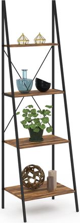 IDMarket Regal mit 4 Ebenen, Hawkins dunkles Holz, industrielles Design, 170 cm