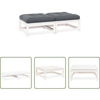 vidaXL vidaXL Repose-pied modulaire - Repose-pieds de jardin avec coussins lot de 2 Blanc Bois de pin