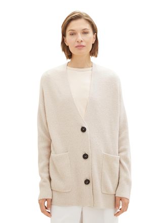 Tom Tailor Damen 1038006 Longstyle Cardigan mit Taschen, 32398-clouds Grey Melange, L
