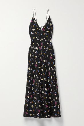 Stella McCartney Maxikleid Aus Seide Mit Blumenprint - Schwarz