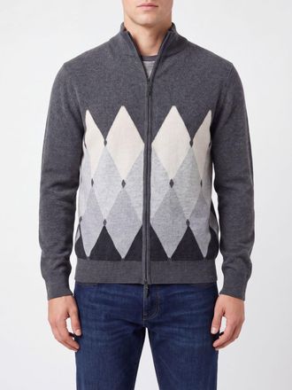 Ballantyne Gilet zipp&eacute; 100% cachemire &agrave; motif losanges