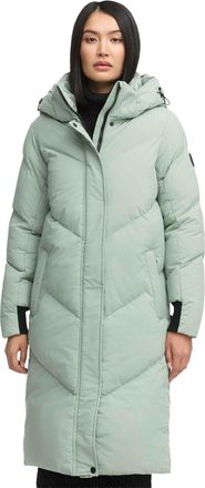 Marikoo Damen Wintermantel (S-5XL) - gesteppt, abnehmbare Kapuze, Druckknopfverschlussleiste - N101 - SmokeyMint Gr&ouml;&szlig;e M - Gr.M