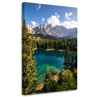 Feeby Leinwandbild - Bilder Wohnzimmer - Landschaft See Berge Wald Natur - 70x100 1tlg - Deko Schlafzimmer - Wanddekoration - Aesthetic - Gro&szlig; Moderne Bild 