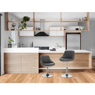 Woltu 2er Set Verstellbarer Sitzhocker Stuhl Arbeitshocker B&uuml;rohocker Schminkhocker mit R&uuml;ckenlehne aus Kunstleder und Metall h&ouml;henverstellbar