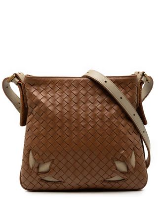 Bottega Veneta 2000-2007 Nappa Intrecciato Cutwork crossbody bag - Braun