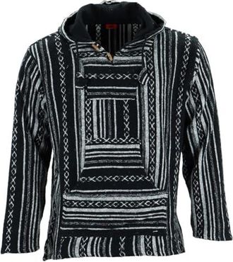 Loud Elephant Sweat &agrave; capuche unisexe Baja - Pull en coton bross&eacute; - Style mexicain - Avec poche kangourou - Boho Hippie Surf Skater Sweat &agrave; capuche doubl&eacute; en polair