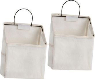 Lurrose 2 Stück Wand Organizer aus Atmungsaktivem Baumwollstoff mit Großen Taschen Hängender Aufbewahrungsbeutel für Zuhause und Bad Vielseitig für Schmuck Ha