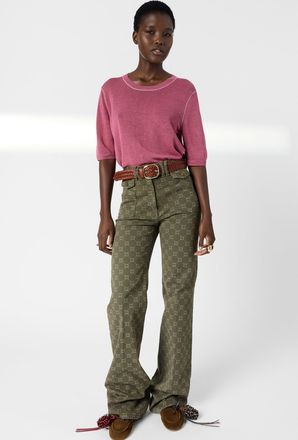 Gerard Darel Pull &agrave; col rond en lin m&eacute;lang&eacute; - LOUMIA - Bois de rose