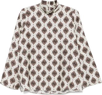 Alberto Biani Bluse mit Blumen-Print - Weiß