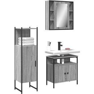 vidaXL Vidaxl - Ensemble darmoires de salle de bain 3 pcs sonoma gris