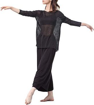 LaoZanA Femm Cover Up Sports Transparent T-Shirts Haut Danse Tops Chemises Noir Taille Unique