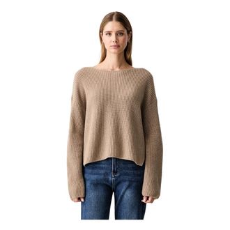 Marc O'Polo Pull en maille c&ocirc;tel&eacute;e &agrave; encolure bateau - Femme - Pulls - Beige - Taille: 40 FR