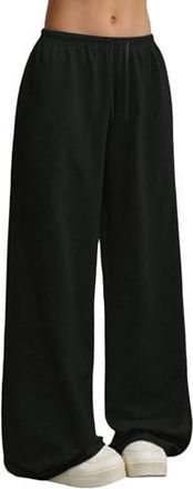 Generic DUHENWU Pantalon de jogging pour femme - Pantalon de sport long avec poches - Taille &eacute;lastique - Pantalon de sport &agrave; jambes larges - Pantalon de danse