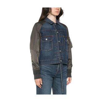 sacai Femme, Vestes, Bleu, Taille: 40 FR Veste en jean