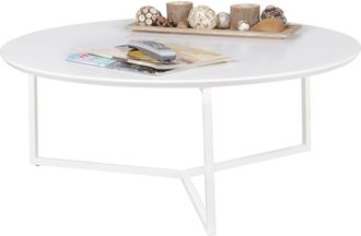 WOHNLING Design Couchtisch MDF Holz wei&szlig; matt Gestell Metall &oslash; 80 cm, Wohnzimmertisch lackiert Sofatisch modern, Kaffeetisch rund Loungetisch