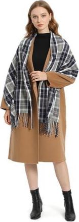 Miss Lulu Echarpes Femme Hiver Chaud en Carreaux Doux Foulard Châle écharpe épais Pull Châle Mode écharpe Longue Grand Unisexe Tartan Poncho Vintage Multicolore
