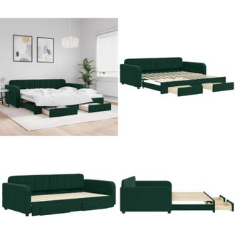 vidaXL Tagesbett Ausziehbar mit Schubladen Dunkelgr&uuml;n 100x200 cm Samt - Vidaxl