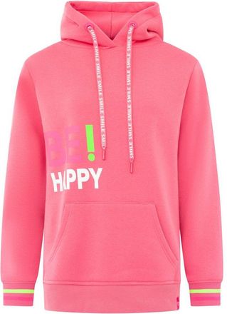 Zwillingsherz Hoodie Be Happy! gestreifte B&uuml;ndchen, Aufdruck auf Brust, Kapuze, K&auml;ngurutasche