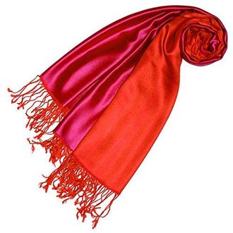 Lorenzo Cana Foulard de 70% soie et 30% viscose pour la femme - écharpe réversible 70 x 190 cm - une étole noble pour le printemps et l´été - double face en rose o