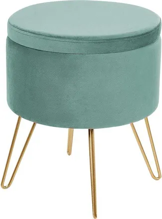 Beliani Pouf Coffre en Velours Vert Rangement Salon Assise Suppl&eacute;mentaire Silas