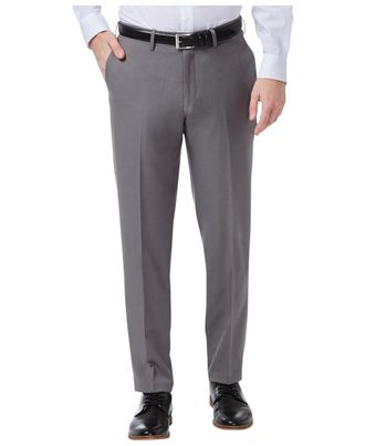 Haggar Herren Hochwertige Bequeme Anzughose - Schmale Passform, Flache Vorderseite Klassische Hose, grau dunkel, 33W / 32L