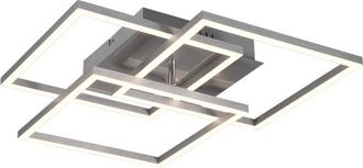 Reality Trio lighting plafonnier &agrave; led 3 carr&Eacute;s r&Eacute;glables avec t&Eacute;l&Eacute;commande multifonction 28w 2700-6000k matt nickel r62883107