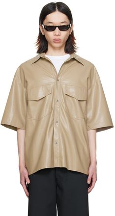 Nanushka Chemise Mance taupe en cuir synth&eacute;tique