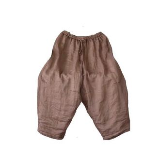 Generic Pantalon r&eacute;tro fin &agrave; jambe large d&eacute;contract&eacute; en coton et lin pour femme, caf&eacute;, XXL Grande taille