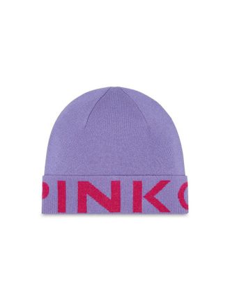 Pinko Womens Beanie Lilla-Red Wool Accessories - Hats Lilla/red