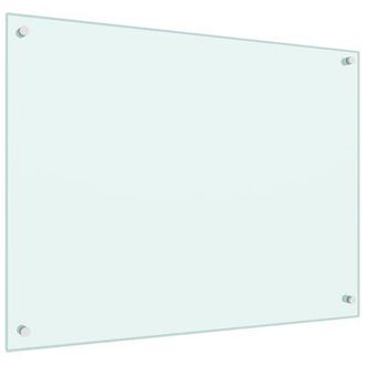 vidaXL Dosseret de Cuisine Carrelage Mural Décoration Protection Anti-éclaboussures Résistant aux Rayures Blanc 80x60 cm Verre Trempé