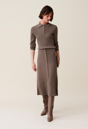 Claudie Pierlot Jupe pliss&eacute;e boutonn&eacute;e mi-longue