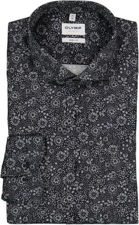 Olymp Herren Hemden grau geblümt