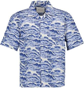 GANT Herren Kurzarmhemd blau Baumwolle