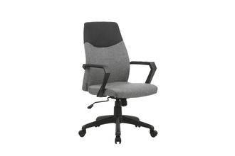 Byliving Chefsessel Edgy Chefsessel/Kunststoff schwarz/Bezug Webstoff grau/Wippmechanik/Sicherheitsklemmschutz/Sicherheitsrollen/B 58, H 99-106,5, T 56 cm