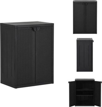 vidaXL Armoire de rangement de jardin Noir 65x45x88 cm pp Rotin - Meuble De Rangement - Armoire De Jardin - Armoire Ext&eacute;rieure - Rangement Int&eacute;rieur