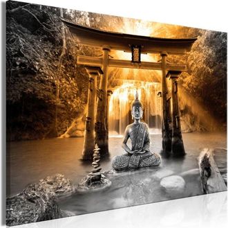Paris Prix Tableau Imprimé Buddha Smile Wide Orange 80 x 120 cm