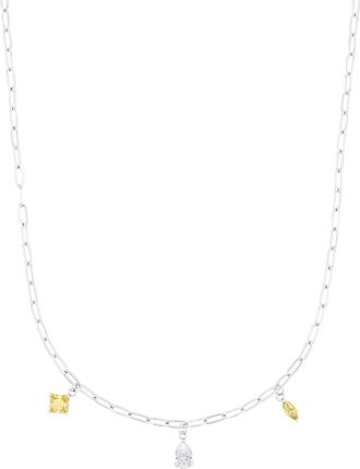 Amor Kette mit Anhänger 925 Sterling Silber Damen Halsschmuck, mit Glas, 42+3 cm, Grau, Kommt in Schmuck Geschenk Box, 2039275