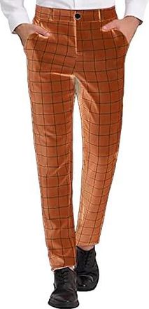 Generic Pantalon &agrave; carreaux pour homme, pantalon habill&eacute; pour homme, pantalon formel, bureau, travail, affaires, d&eacute;contract&eacute;, pantalon chino pliss&eacute;, jambe lar
