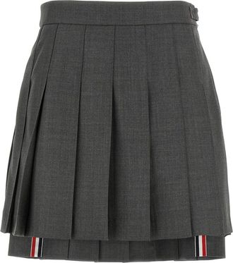 Thom Browne Femme, Jupes, Gris, Taille: 38 FR Mini-jupe pliss&eacute;e en laine