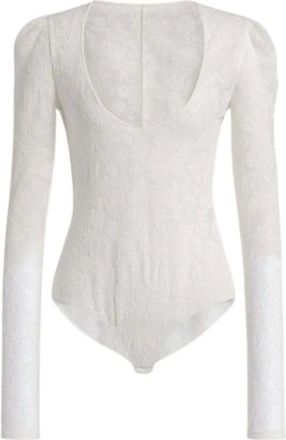 Alberta Ferretti Femme, Tops, Blanc, Taille: 42 FR Wool Lace Bodysuit