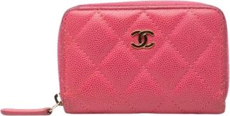 Chanel Porte-monnaie matelass&eacute; en caviar pr&eacute;-poss&eacute;d&eacute; - Femme - Pre-owned - Rose - Taille: ONE Size