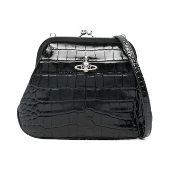 Vivienne Westwood Femme, Sacs, Noir, Taille: ONE Size Vivienne Embossed Croc Shoulder Bag
