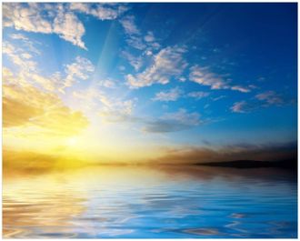 Wallario Poster - Sonnenuntergang &uuml;ber dem Meer I in Premiumqualit&auml;t, Gr&ouml;&szlig;e: 40 x 50 cm