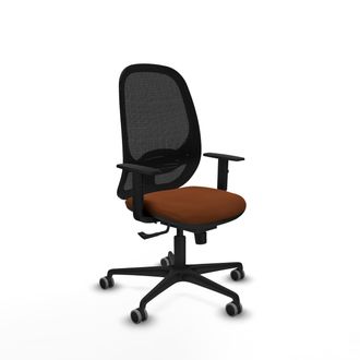 Piqueras y Crespo Idealer Arbeitsstuhl mit 1D-Armen, h&ouml;henverstellbare Lendenwirbelst&uuml;tze, ausgestattet mit 3 Positionen und Schneidschaum, Schwarz/Braun