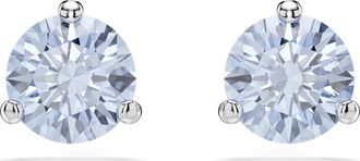 Swarovski Solitaire Ohrstecker, Rundschliff, Blau, Rhodiniert