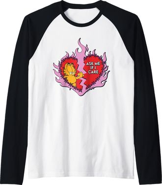 Garfield Barbed Wire Broken Heart Ask Me If I Care Cartoon Raglan