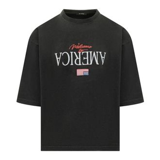 Willy Chavarria Welcome To America Buffalo Tee - - Tops - Herren - Schwarzk - XS