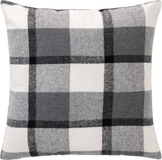 Douceur d'Int&eacute;rieur Kissen mit abnehmbarem Bezug, 45 x 45 cm, Schottenmuster, Anthrazit, Schottenkaro, Samt